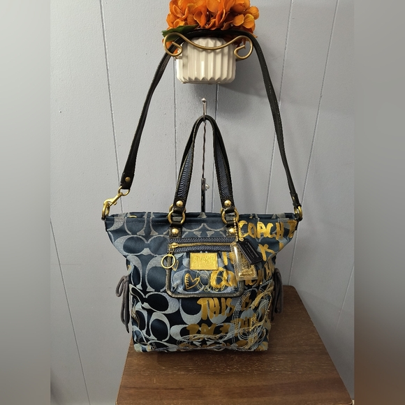 Coach | Bags | Coach Xl Poppy Graffiti Denim Spotlight Bag | Poshmark